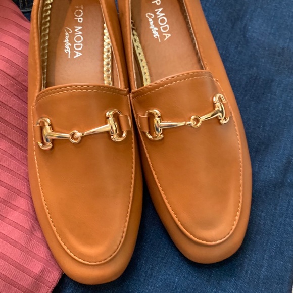 TOP Moda | Shoes | Tan Vegan Leather Horsebit Classic Loafer Flats ...